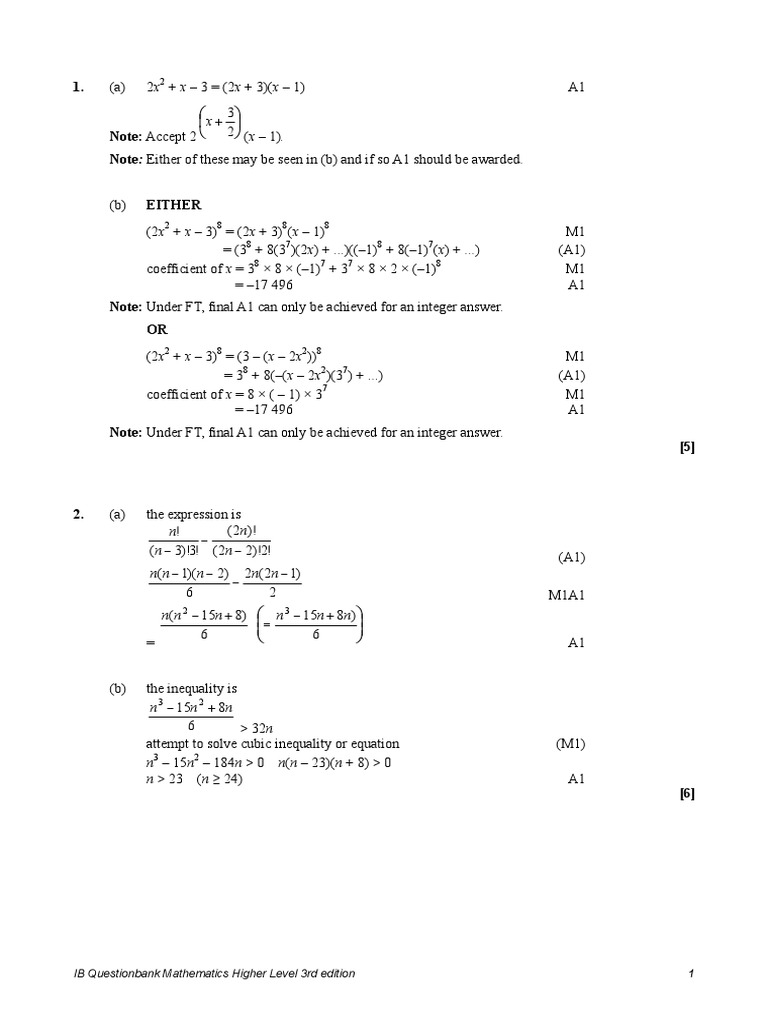 IB Questionbank Mathematics Higher Level 3rd Edition 1 | PDF | Equations | Abstract Algebra