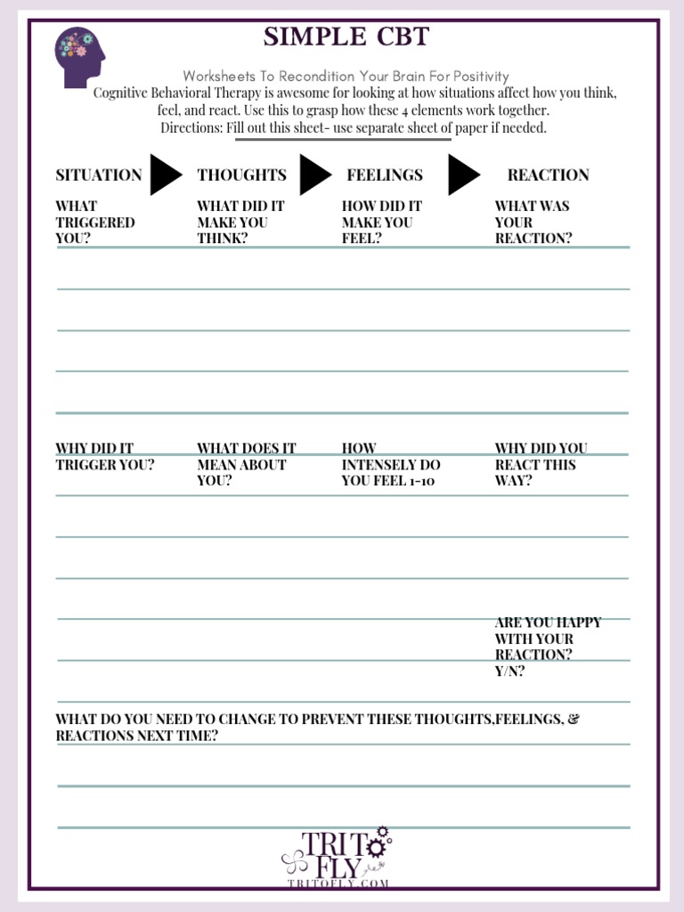 Simple CBT Self-Help Worksheet | PDF