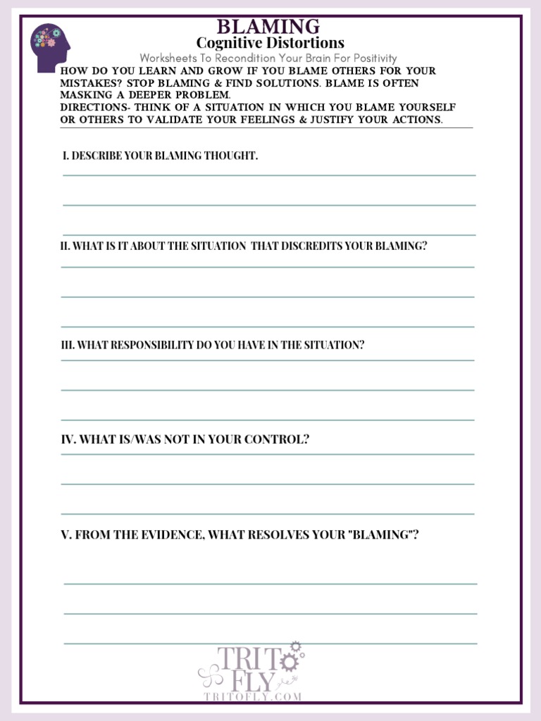 Blaming Self-Help Worksheet | PDF