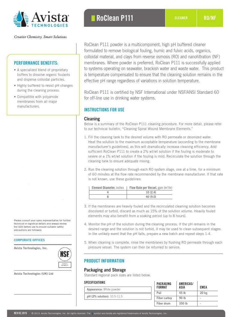 Ficha Tecnica Roclean p111 | PDF | Membrane | Transparent Materials