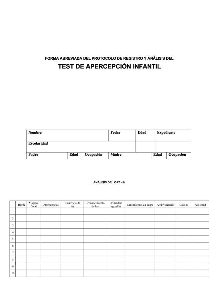 Protocolo Del Test Cat H | PDF | Sicología | La sexualidad humana