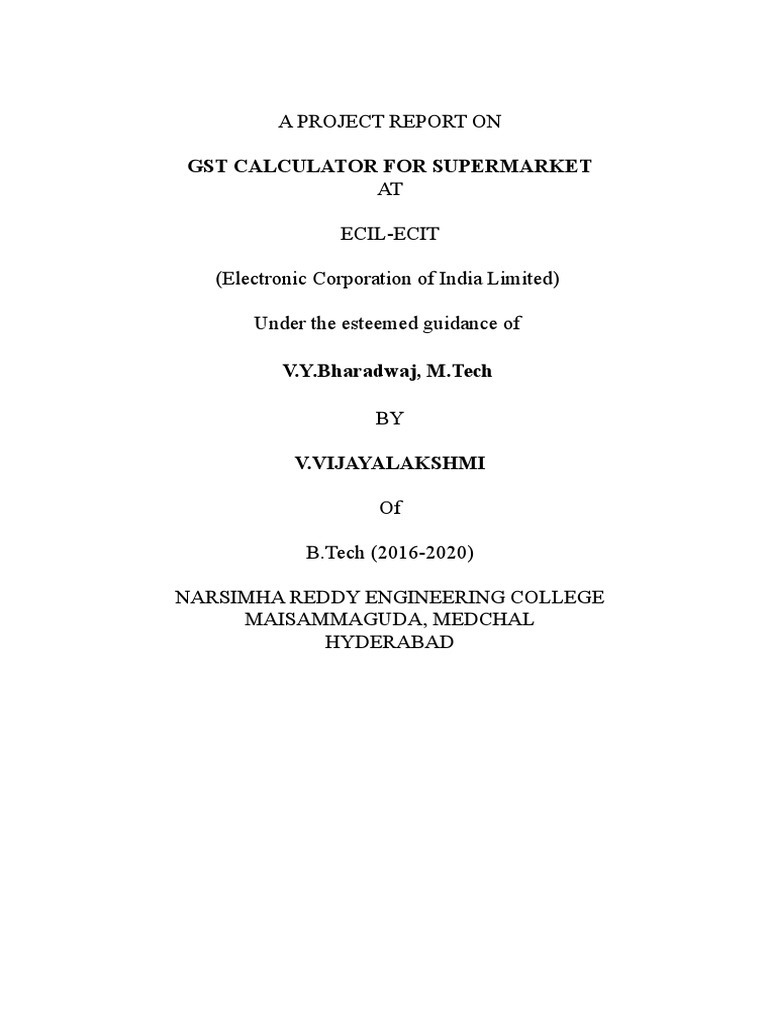 Goods Service Tax (GST) For Super Market Project Documentation | PDF ...