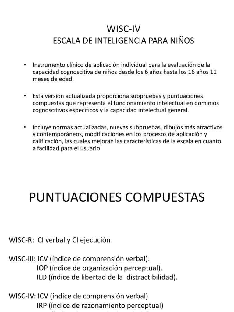 WISC IV Resumen | PDF | Memoria | Percepción