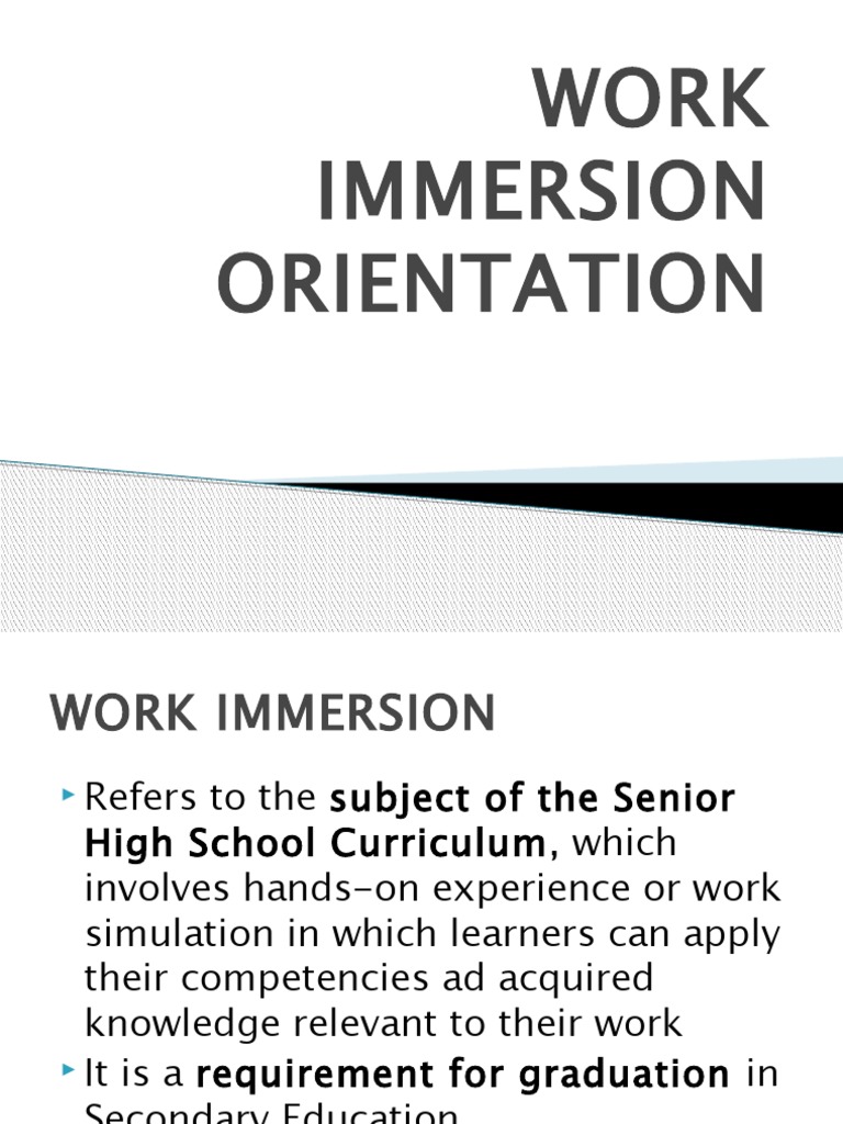 Work Immersion Orientation PPT Edited | PDF