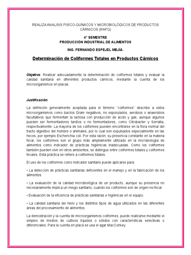 Coliformes Totales | PDF | Microbiología | Biología