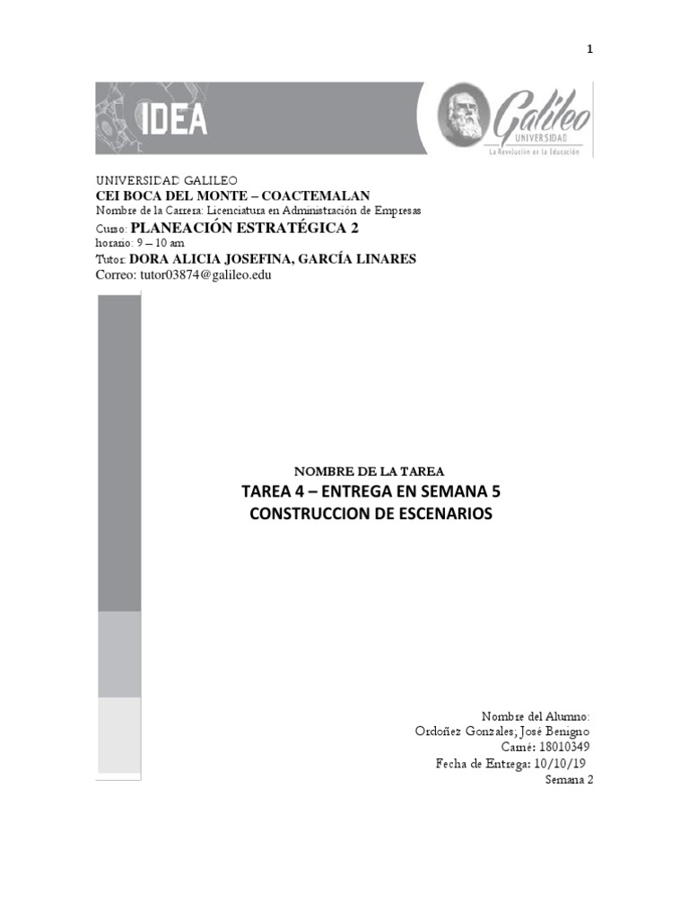 Planeación Estratégica 2 Tarea 4 Semana 5 | PDF | Toma de decisiones | Planificación