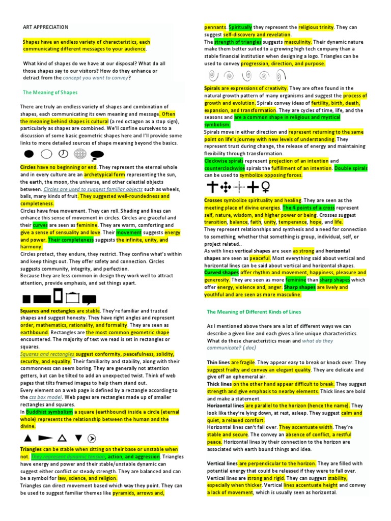 Art Appreciation Reviewer in SHAPES LINES AND COLORS | PDF | Color | Red