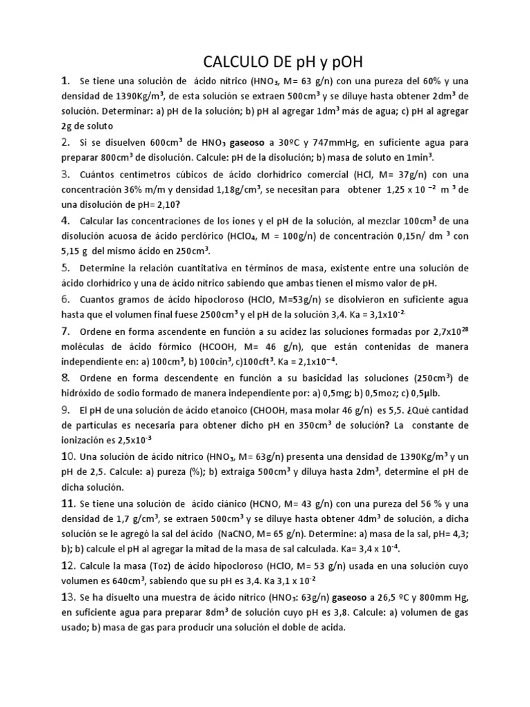 Calculo de PH | PDF | Ácido | Ph