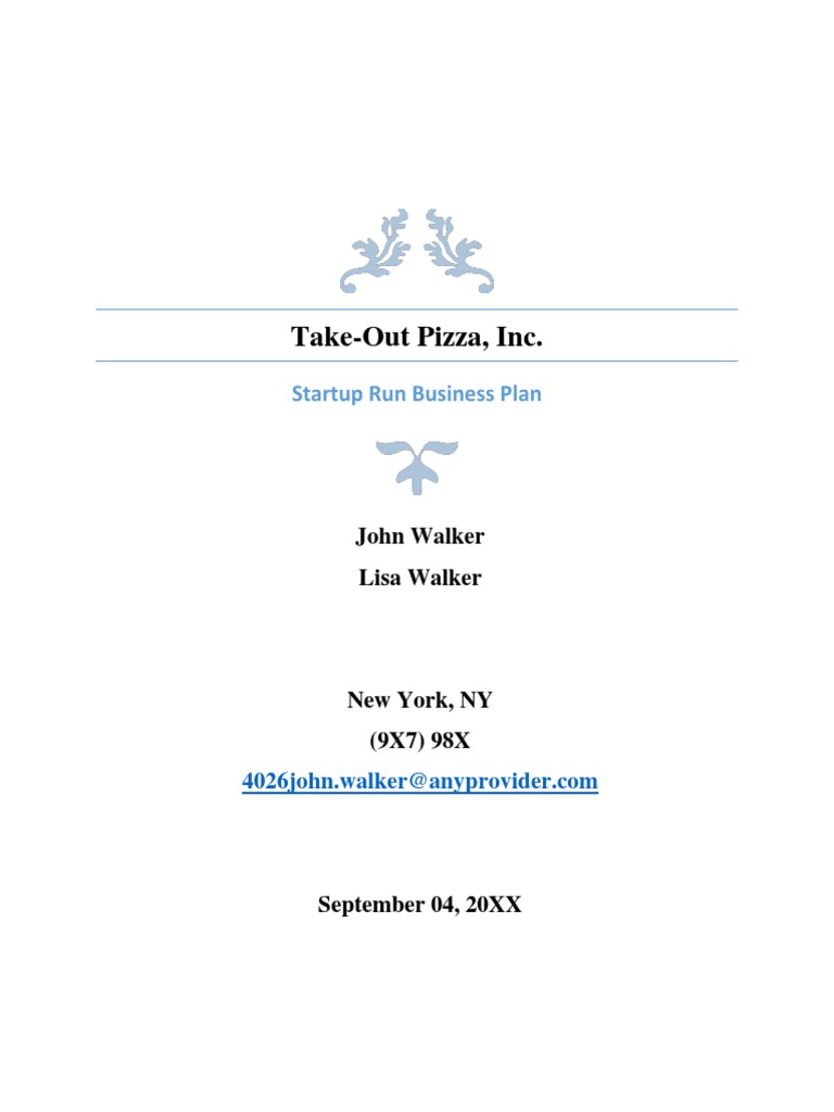 Take-Out Pizza, Inc Business Plan | PDF | Startup Company | Small ...
