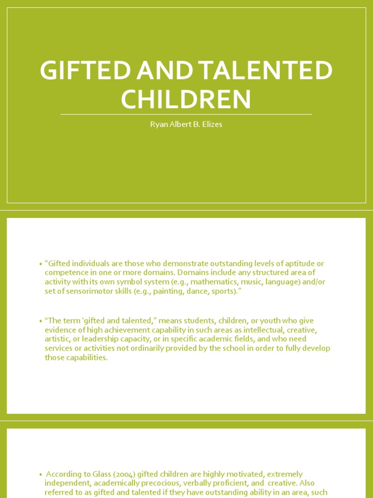 Gifted and Talented Children | PDF | Intellectual Giftedness | Gifted ...