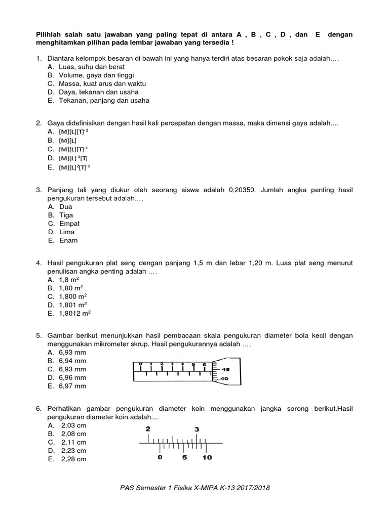 Soal Fisika Kelas 10 | PDF