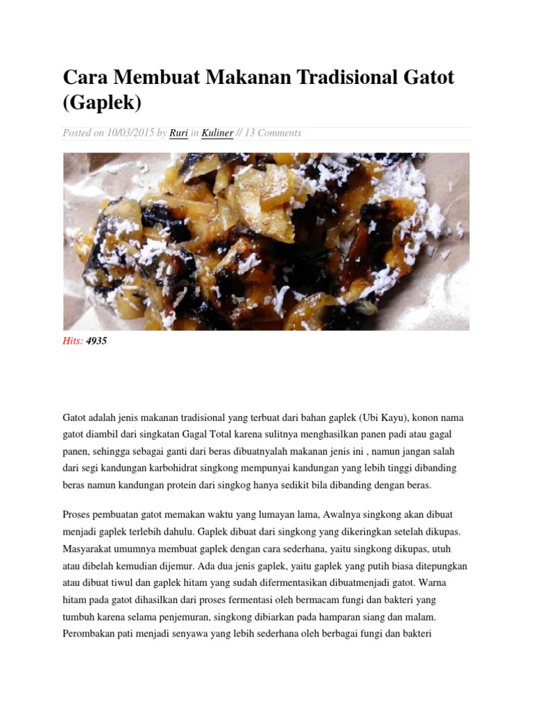 Cara Membuat Makanan Tradisional Gatot | PDF