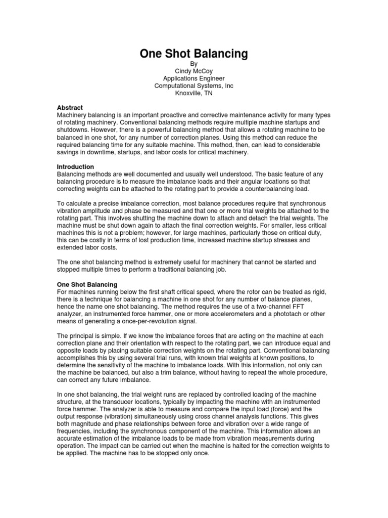 One Shot Balancing PDF | PDF | Machines | Force