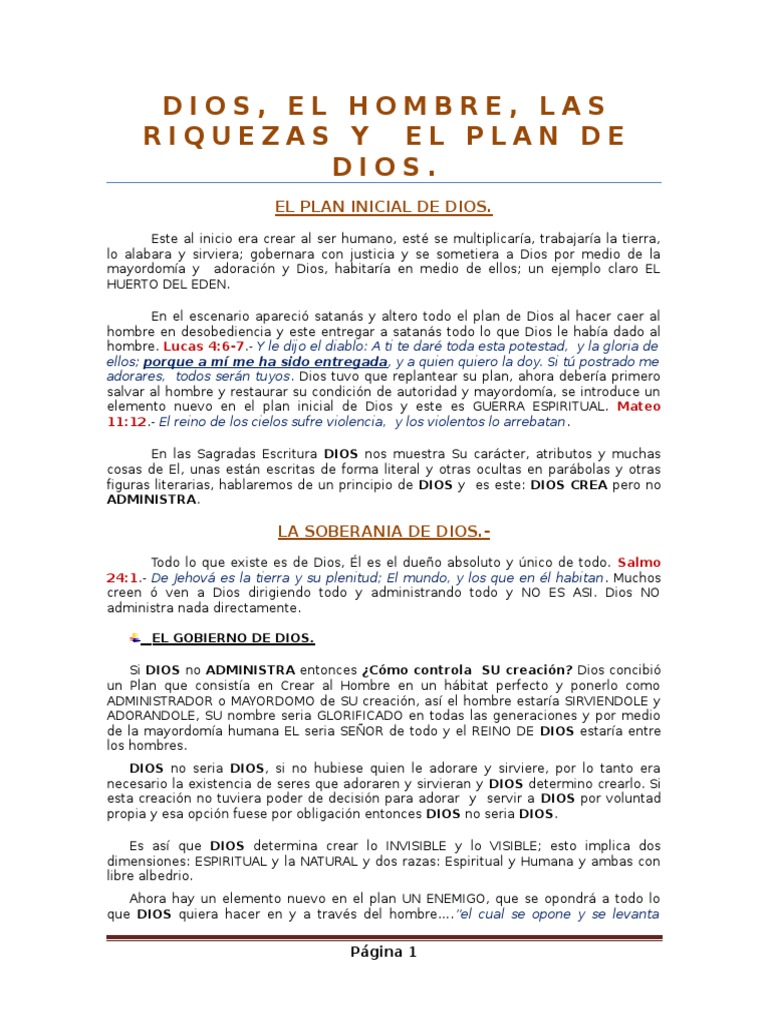 El Plan de Dios, Las Riquezas y El Hombre. | PDF | Abrahán | Jesús