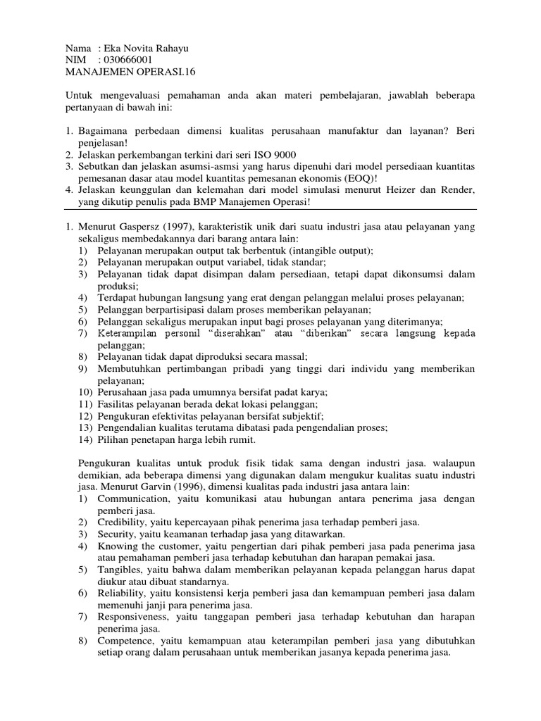 Ekma4215 - Manajemen Operasi | PDF