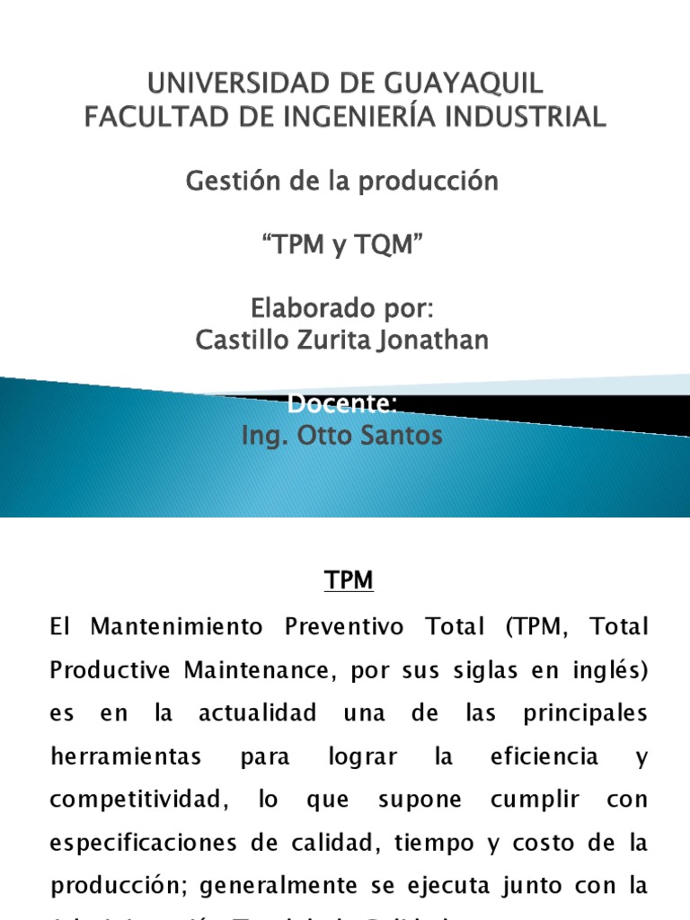 TPM y TQM: Claves de Gestión Efectiva | PDF | Calidad (comercial ...