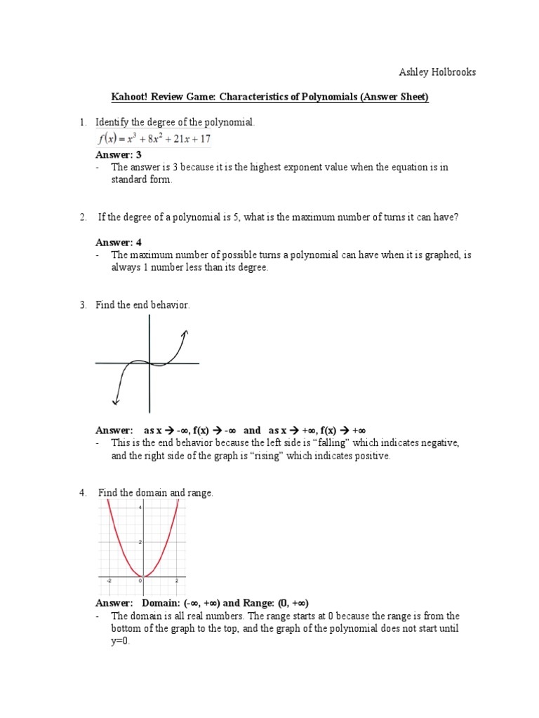 Kahoot Review - Polynomials Lesson1 | PDF | Polynomial | Mathematics Of Computing