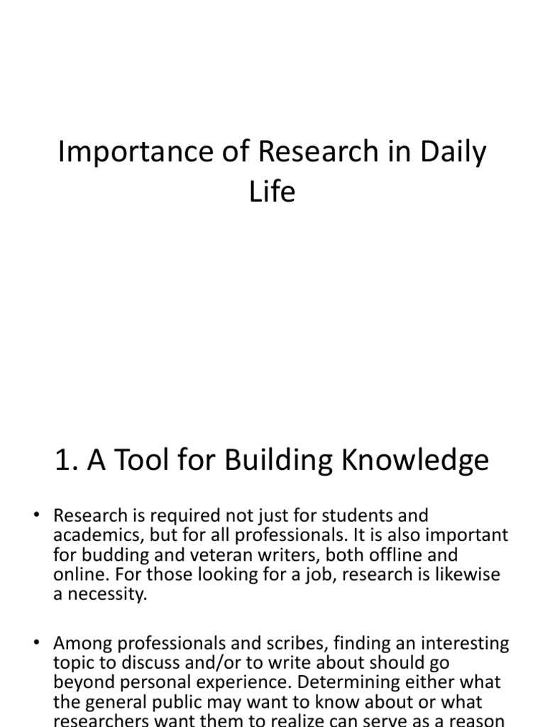 Importance of Research in Daily Life | PDF | Curiosity | Scientific Method