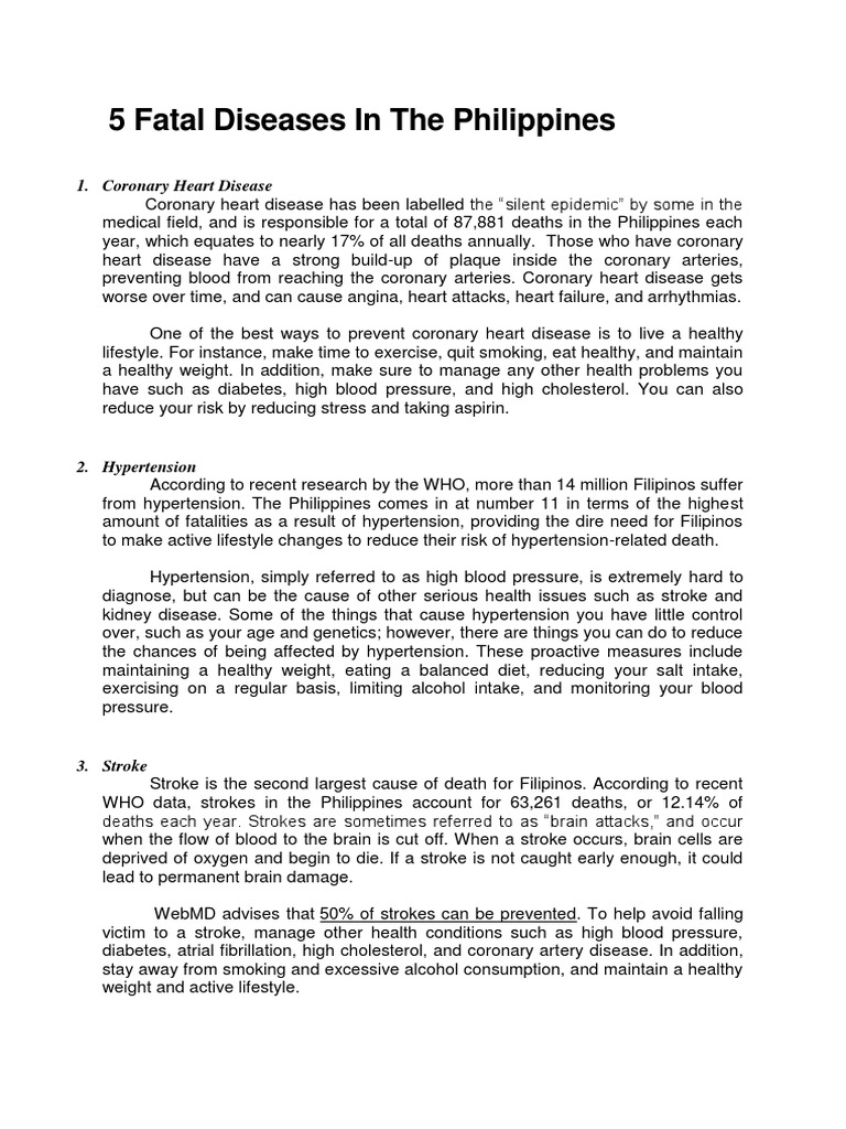 10 Fatal Diseases in The Philippines | PDF | Coronary Artery Disease ...