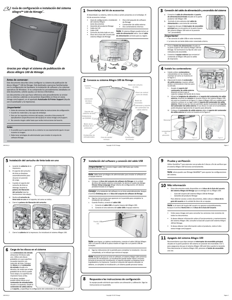 Allegro 100 Setup & Installation Guide - Espanol | PDF | USB ...
