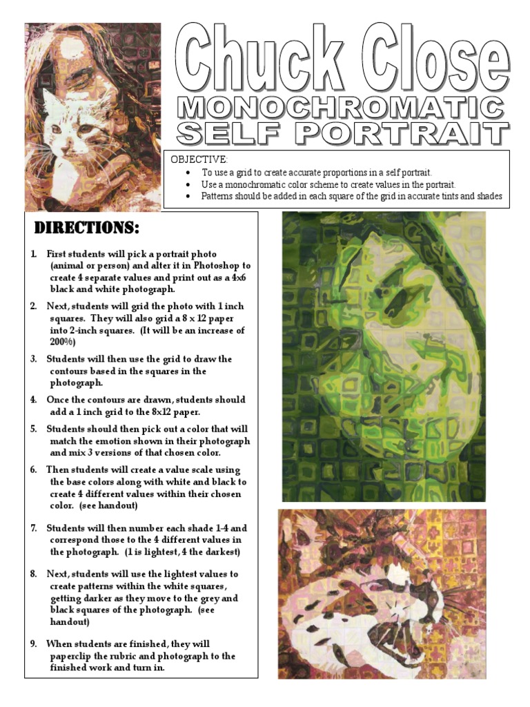 Chuck Close Inspired Portrait Project | PDF | Grey | Color