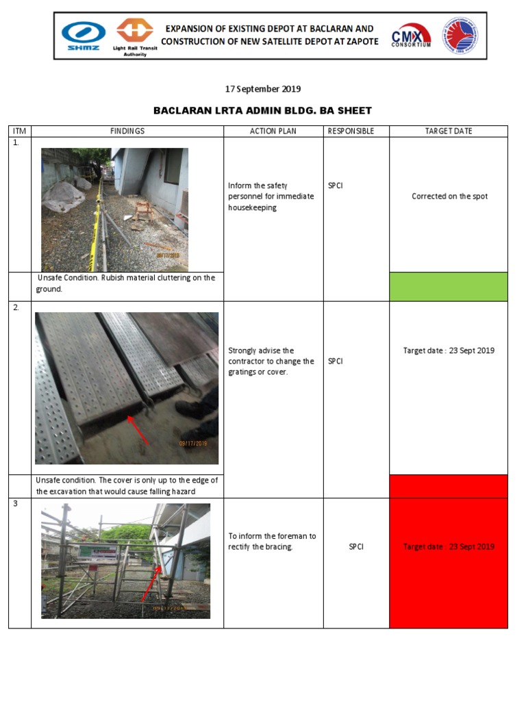 LRT1 Admin BLDG Daily BA Sheet | PDF | Safety | Business
