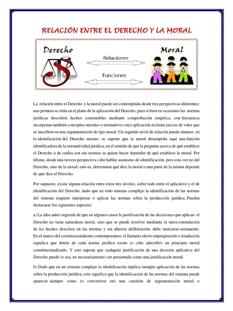 Relación Entre El Derecho y La Moral | PDF | La Ley natural | Moralidad