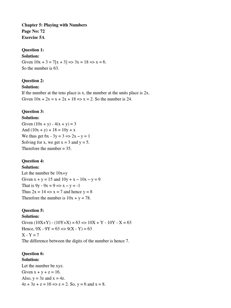 Chapter-5 Playing With Numbers PDF | PDF | Numbers | Teaching Mathematics