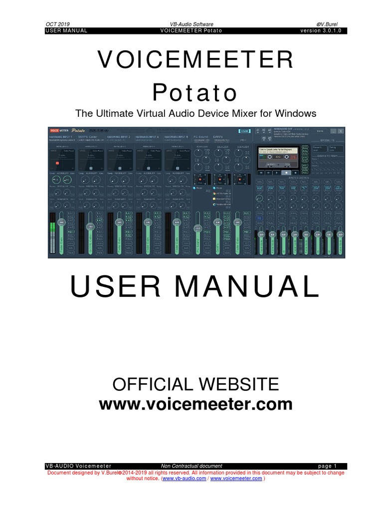 Voicemeeter Potato User Manual | PDF | Equalization (Audio) | Device Driver