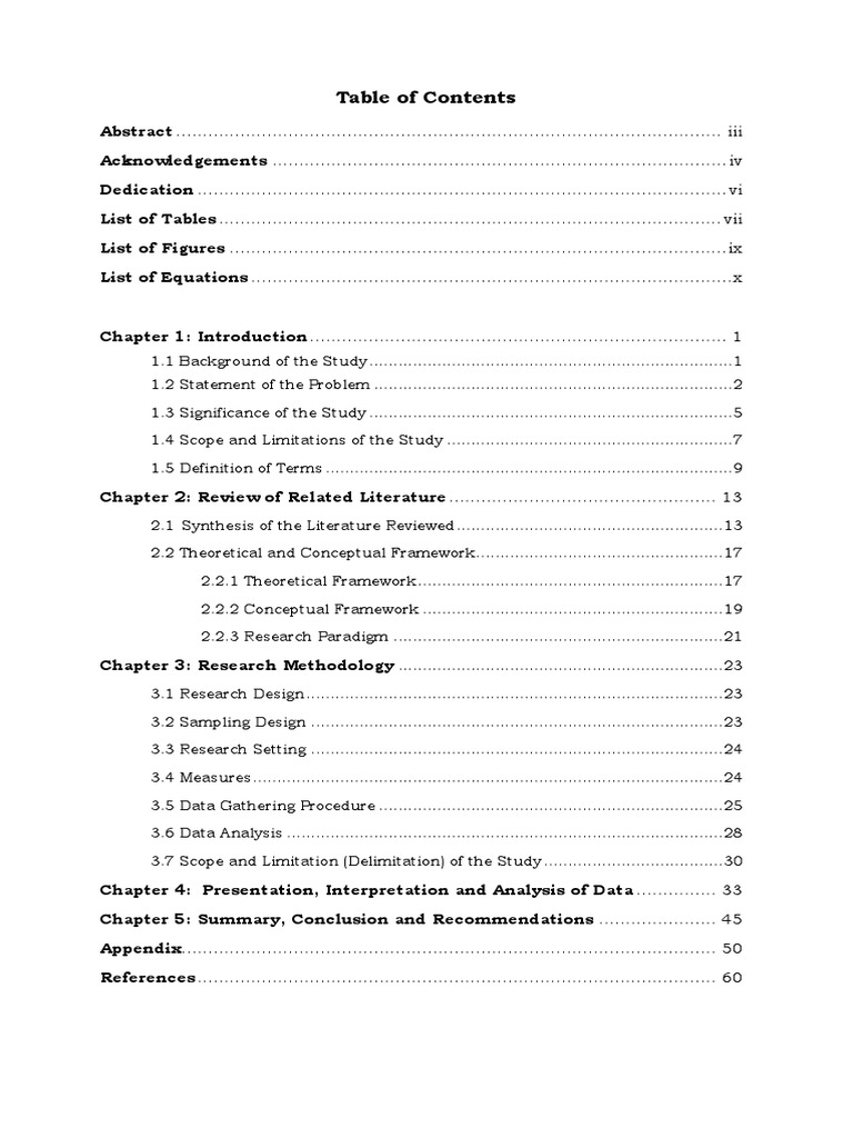 Sample Table of Contents | PDF | Data Analysis | Methodology
