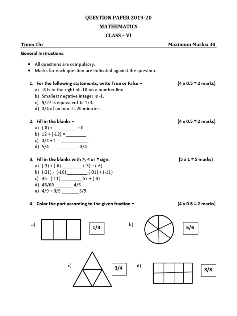 Maths Test | Download Free PDF | Fraction (Mathematics) | Integer