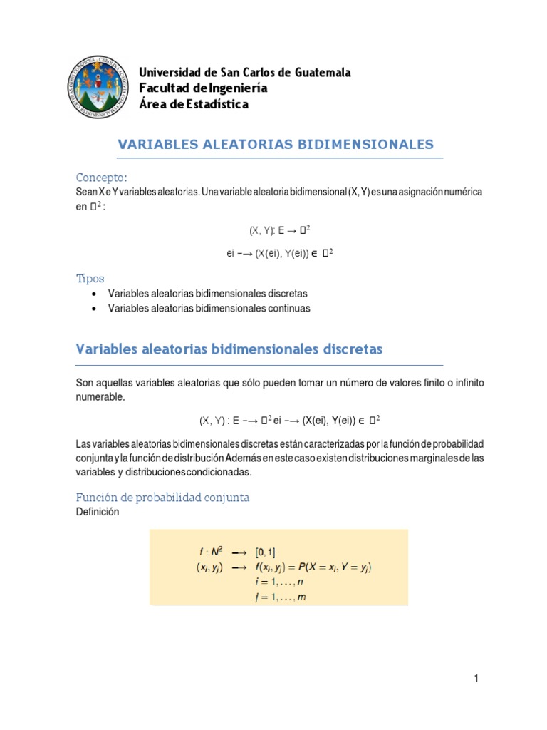 Bidimensionales | PDF | Variable aleatoria | Covarianza