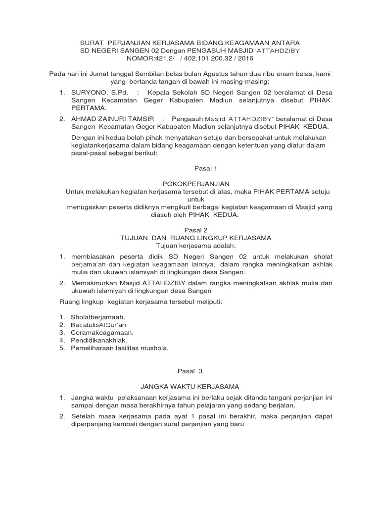 MOU Perjanjian Dengan Masjid | PDF