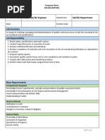 QS Engineer Job Description and Duties | PDF | Engineer | Cognition