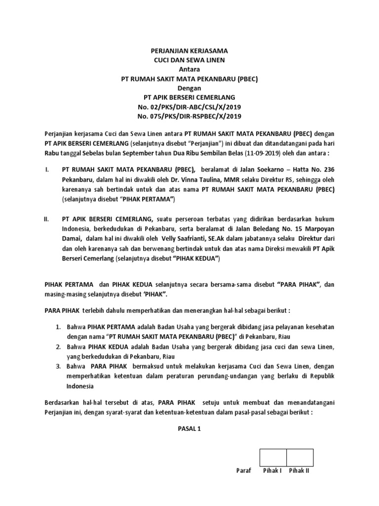 Draft MOU Laundry 2019 | PDF