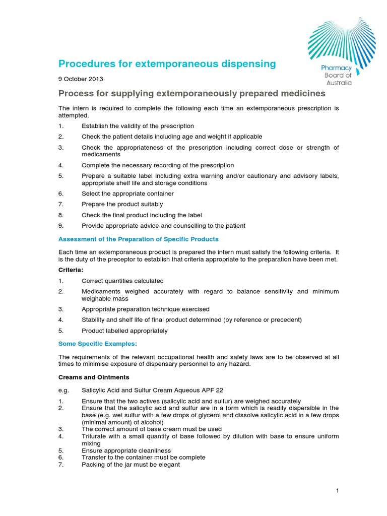 Extemporaneous Dispensing Procedures | PDF | Tablet (Pharmacy ...