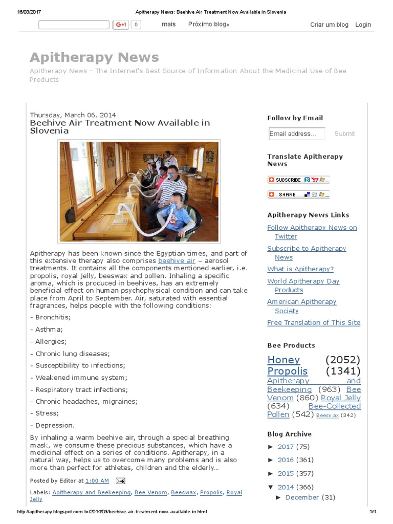 Apitherapy News - Beehive Air Treatment Now Available in Slovenia | PDF ...