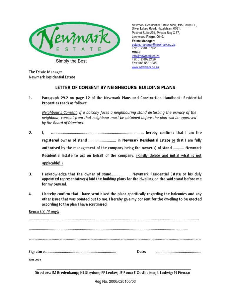 Neighbour Letter of Consent - 20160623 | PDF