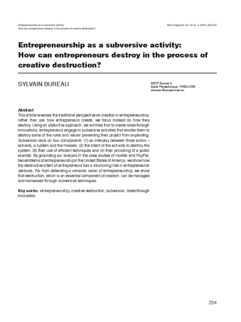 Entrepreneurship As Subversive Activity | PDF | Situationist ...