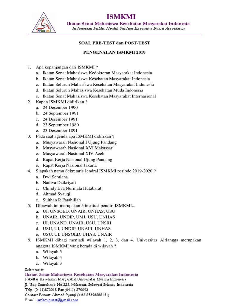 Soal Pengenalan ISMKMI 2019 | PDF | Kesehatan Holistik