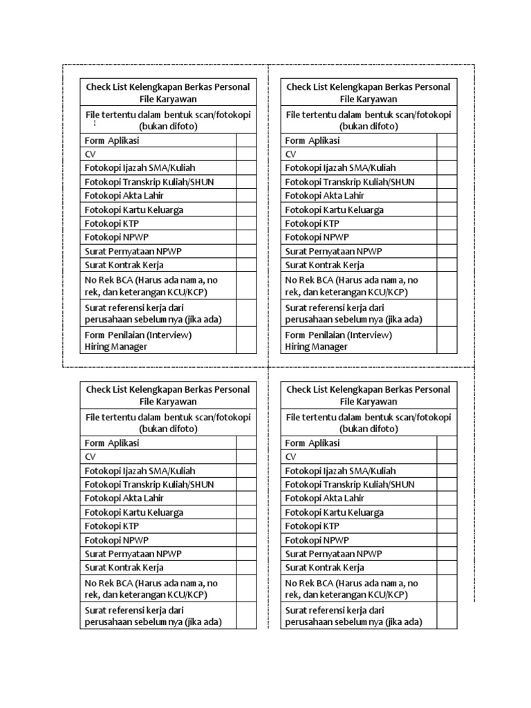 Daftar Berkas Administrasi Karyawan | PDF | Karier & Perkembangan