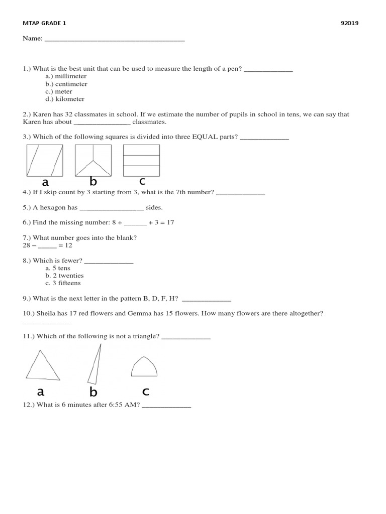 Grade 1 Math Assessment Questions | PDF | Cupcake | Teaching Mathematics