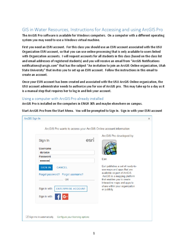 Instructions For Accessing ArcGISPro PDF | PDF | Arc Gis | Esri