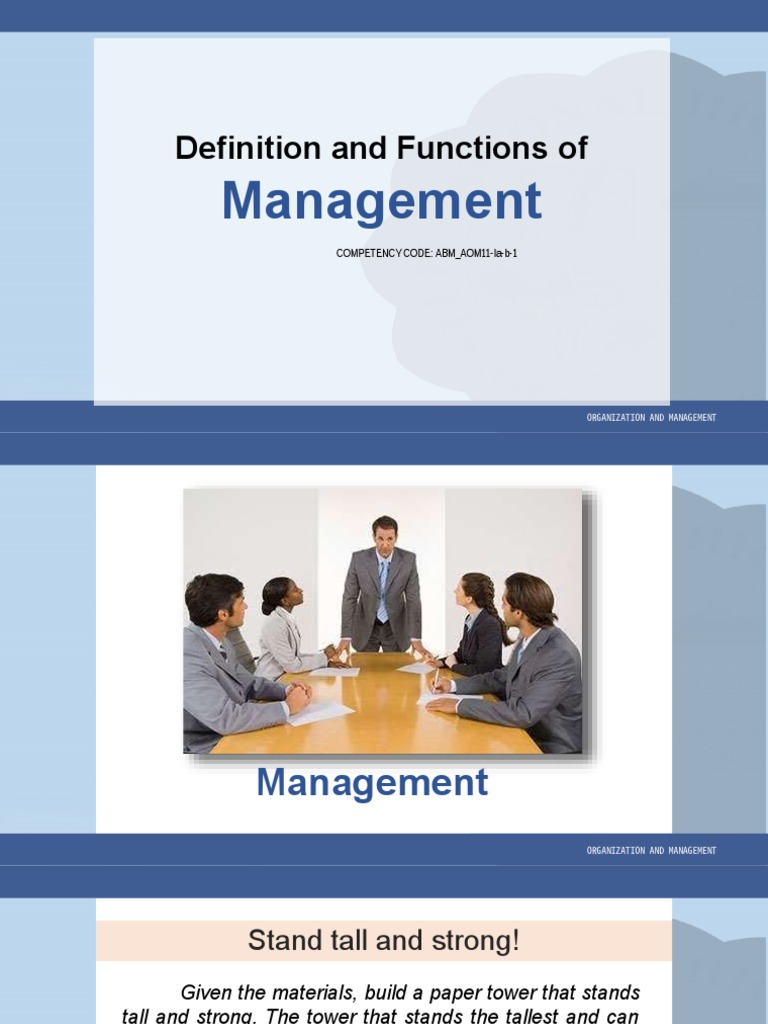 Definition and Functions Of: Management | PDF | Applied Psychology ...