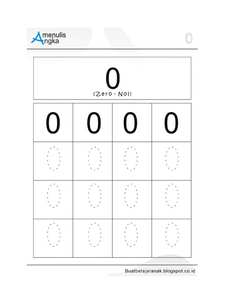 Lembar Kerja Menulis Angka 0-4 PDF | PDF