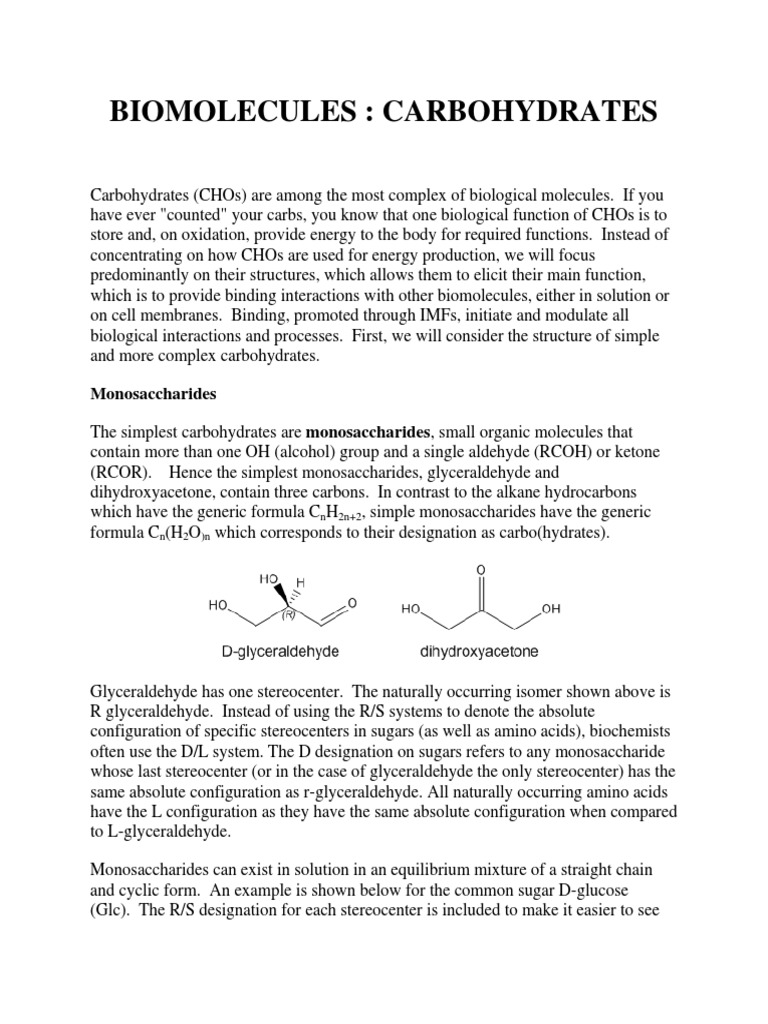 Biomolecules Carbohydrates | PDF | Polysaccharide | Carbohydrates