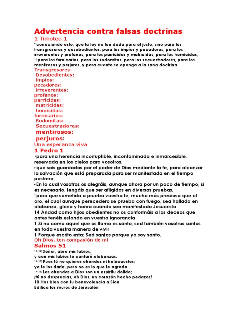 Advertencia Contra Falsas Doctrinas | PDF | Fe | Amor