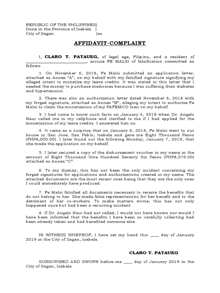 Affidavit Complaint | PDF | Common Law | Justice
