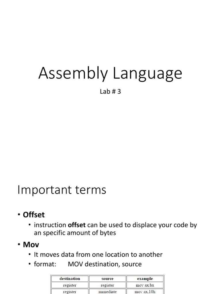 Assembly Language Lab 1 | PDF