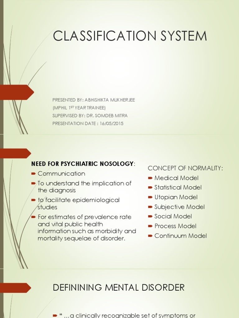 Classification System in Psychiatry | PDF | Diagnostic And Statistical ...